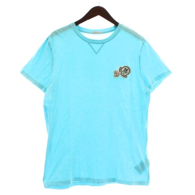 【中古】モンクレール MONCLER MAGLIA Tシャツ カットソー 半袖 クルーネック ロゴ ワッペン 水色 H10918C00057 8390Y