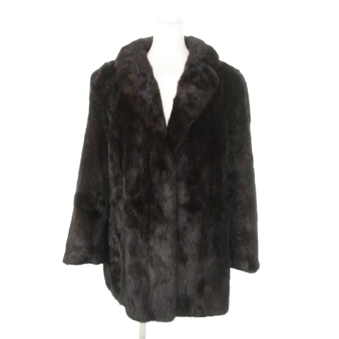 【中古】サガミンク SAGA MINK 金サガ TOGU ファーコート ミンク 毛皮 ミドル丈 15 焦げ茶 ダークブラウン