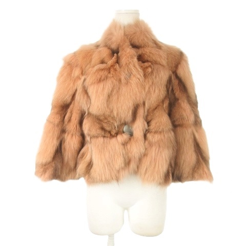 【中古】ジネス Jines フォックスファージャケット ミックス ボリューム 染毛 ピンク /CK15 ■GY18 レディース