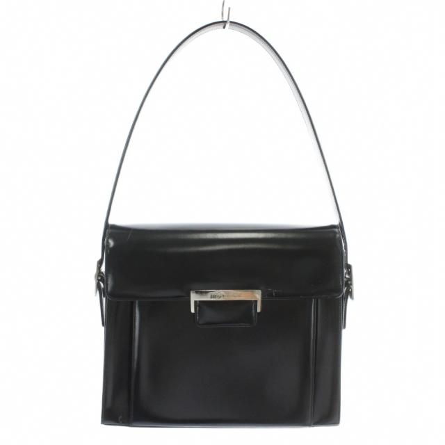 【中古】イヴサンローラン YVES SAINT LAURENT ハンドバッグ ワンショルダー レザー ロゴ 型押し シルバー金具 黒