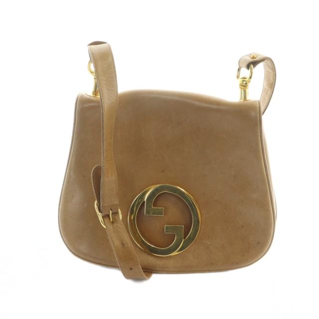 【中古】オールドグッチ ヴィンテージ ブロンディ GGロゴ ショルダーバッグ 斜めがけ レザー ゴールド金具 茶
