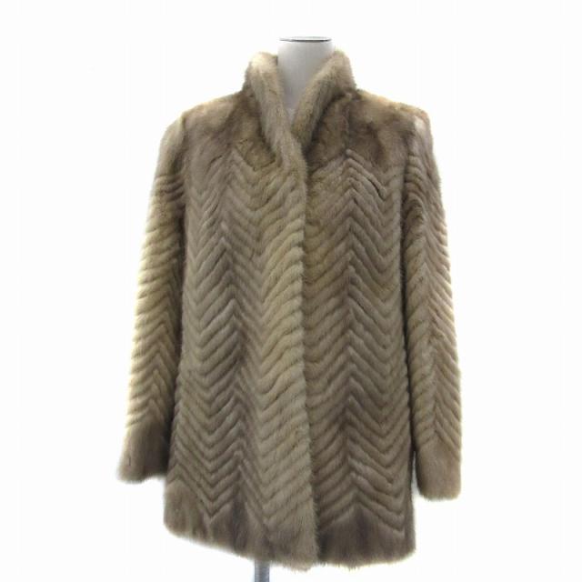 【中古】ミンクファーコート 毛皮コート ハーフ丈 9 ライトブラウン /SY38 ■GY18 レディース