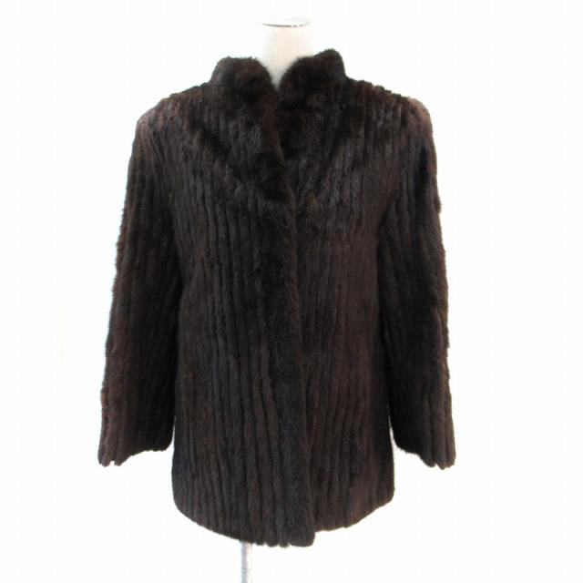 【中古】パルティーナ Partina 毛皮コート ファーコート ミンク ハーフ丈 M ダークブラウン /SM8 ■GY18 レディース