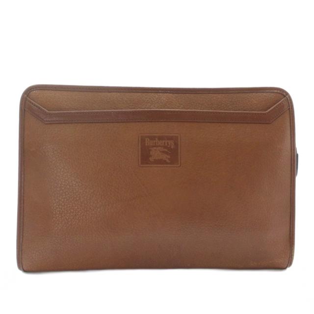 【中古】バーバリーズ Burberrys クラッチバッグ セカンドバッグ レザー 内側ノバチェック ロゴ 型押し 茶色 ブラウン