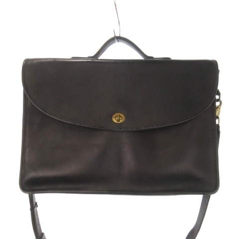 【中古】コーチ COACH オールドコーチ ヴィンテージ ショルダーバッグ ブリーフケース レザー ターンロック 黒