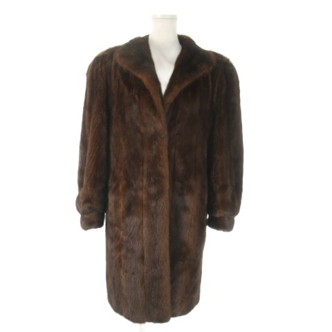 【中古】サガミンク SAGA MINK 金サガ Belle Vison ファーコート ロング丈 テーラーカラー ミンク 毛皮 茶 ブラウン