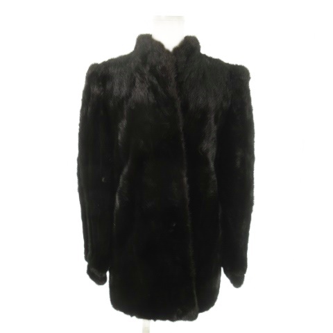 【中古】ノーブランド ファーコート ミドル丈 ミンク 毛皮 大きいサイズ 13 茶 ブラウン /AO22 ■GY13 レディース