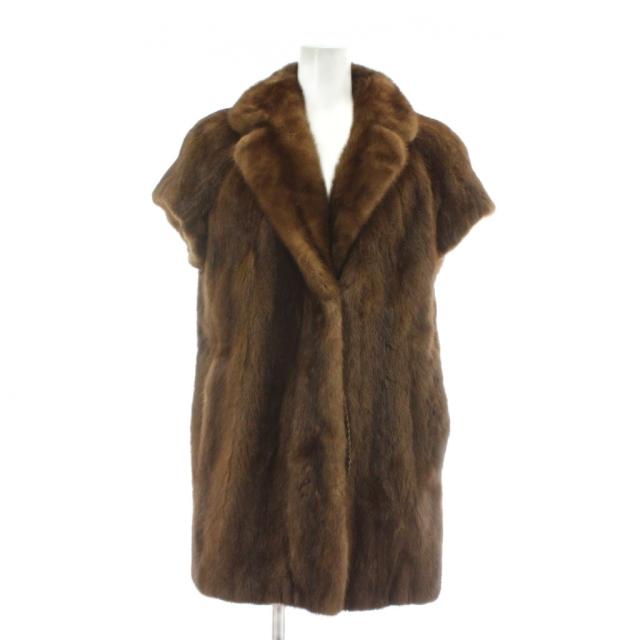 【中古】ノーブランド ファーコート ベスト アウター 毛皮 ミンク ミドル 15 XXL 茶色 ブラウン /XZ ■GY18
