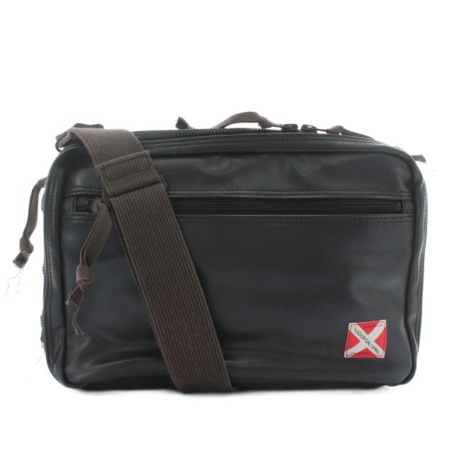 【中古】ラゲッジレーベル LUGGAGE LABEL 吉田カバン ライナー LINER ショルダーバッグ レザー ロゴ 黒 ブラック