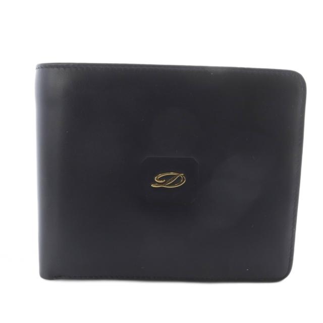【中古】エステーデュポン S.T.DUPONT 二つ折り財布 レザー ロゴ 黒 ブラック /SR ■GY18 メンズ