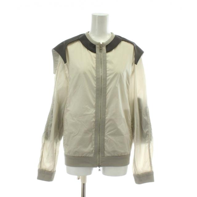 【中古】ルイヴィトン LOUIS VUITTON ノーカラージャケット ブルゾン ナイロン ジップアップ 46 S-M ベージュ