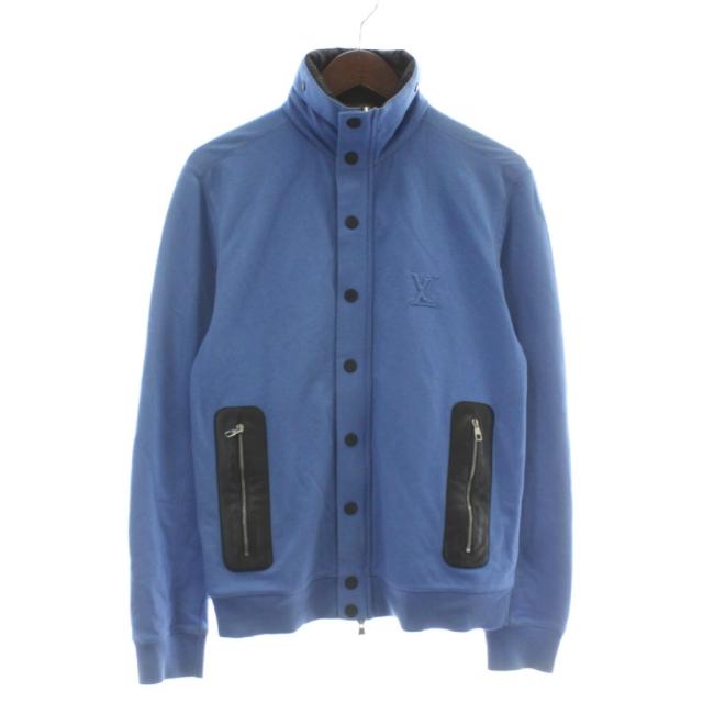 【中古】LOUIS VUITTON スウェット ブルゾン 長袖 ハイネック フード収納式 ジップアップ XXS 青 RM111M MSJR20JRE