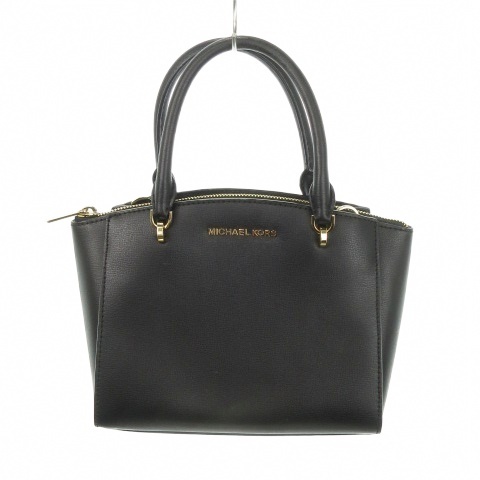 【中古】マイケルマイケルコース ハンドバッグ サッチェル 2way ショルダーバッグ レザー ロゴ 黒 ブラック /MN3