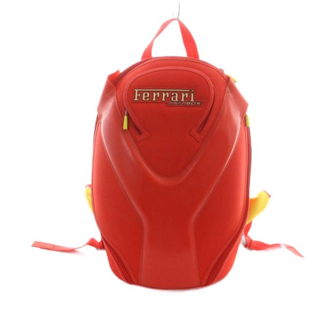 【中古】フェラーリ Ferrari リュックサック バックパック キャンバス レザー ロゴ 赤 レッド ■GY17 /MQ メンズ