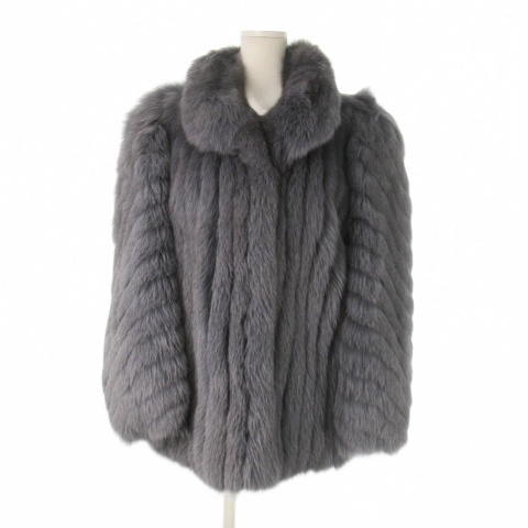 【中古】エンバ EMBA ファーコート フォックス ハーフ ミドル丈 毛皮 グレー /CK13 ■GY11 レディース