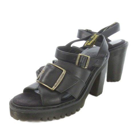 【中古】ドクターマーチン DR.MARTENS ストラップサンダル レザー 革 厚底 ラバーソール ベルトデザイン ロゴ 4 黒