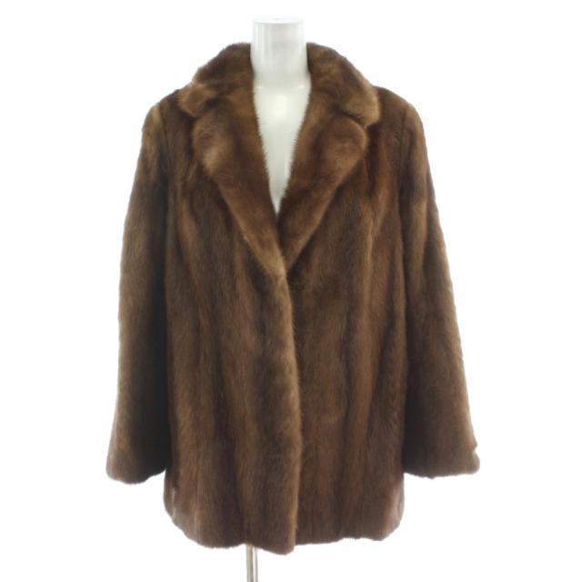 【中古】FUR CANADIA ファーコート ミンク 毛皮 13 ブラウン ハーフ丈 /PP ■GY17 レディース