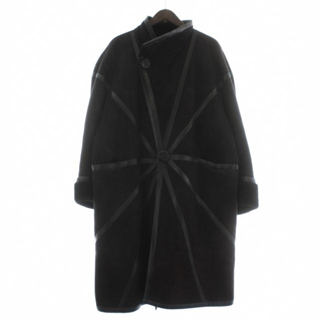 【中古】Christian Dior BOUTIQUE FOURRURE ムートンコート アウター ボア スエード レザー ロング 黒