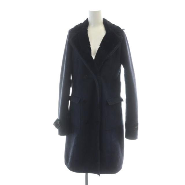 【中古】アルマーニ ジーンズ ARMANI JEANS チェスターコート 長袖 総裏地 ダブル ロング 40 M 紺 ネイビー ■GY17