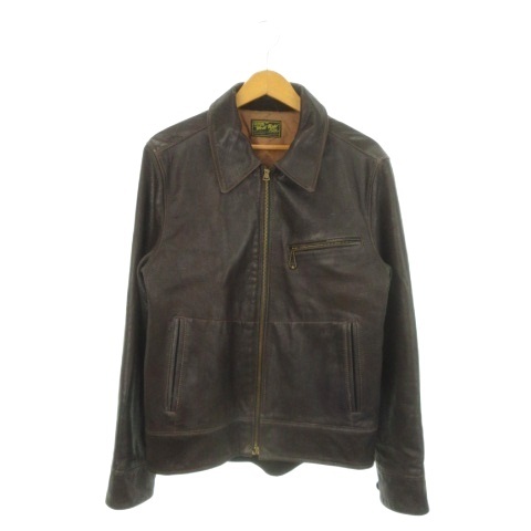 【中古】ウエスト ライド WEST RIDE レザージャケット 革ジャン ジップアップ 山羊革 本革 茶 ブラウン 総裏地