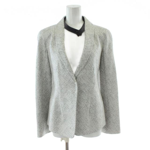 【中古】ジョルジオアルマーニ GIORGIO ARMANI テーラードジャケット ブレザー ネックデザイン 38 白 ホワイト