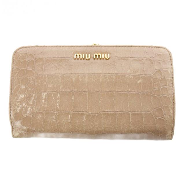 【中古】ミュウミュウ miumiu 財布 ロゴ ベージュ /SR ■OH ■GY11 レディース