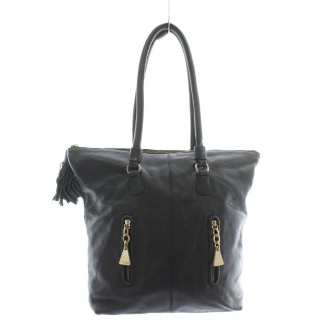 【中古】シーバイクロエ SEE BY CHLOE トートバッグ ワンショルダー 牛革 レザー タッセル 黒 ブラック