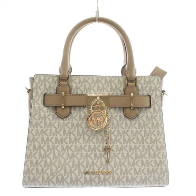 【中古】未使用品 MICHAEL KORS HAMILTON ハンドバッグ ショルダー 2WAY MKシグネチャー 白 ベージュ 35F1GHMS1B