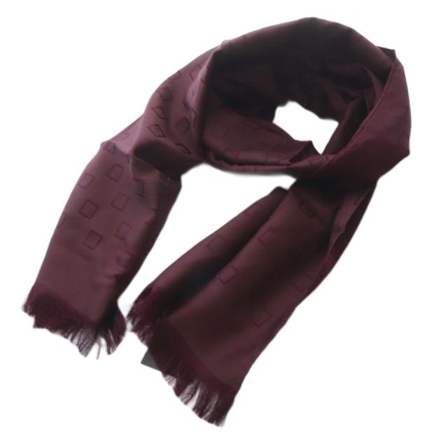 【中古】未使用品 エルメネジルドゼニア ストール マフラー シルク フリンジ ボルドー /YO16 ■GY18 メンズ