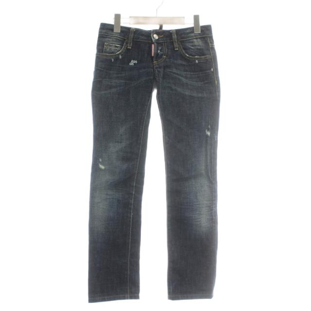 【中古】DSQUARED2 デニムパンツ ジーンズ スキニー スリム ダメージ加工 ボタンフライ 36 XS インディゴ S75LA0277