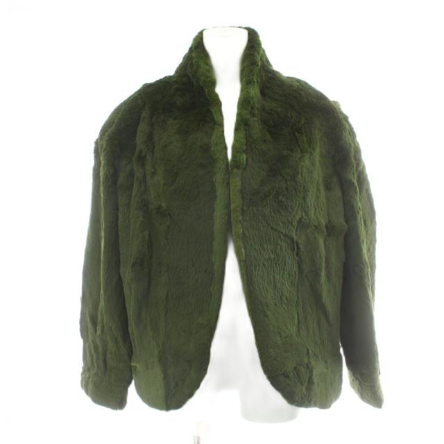 【中古】ノーブランド シェアードミンク ファーコート ショート丈 アウター ミンク 毛皮 緑 グリーン /PP ■GY18