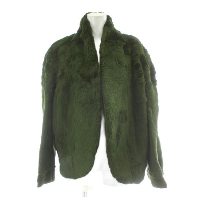 【中古】ノーブランド ファーコート ショート丈 アウター シェアードミンク ミンク 毛皮 緑 グリーン /PP ■GY18