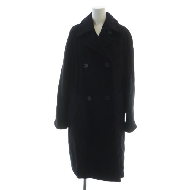 【中古】マックスマーラ MAX MARA ロング コート ダブル ウール 総裏地 38 黒 ブラック ■GY11 /MQ レディース