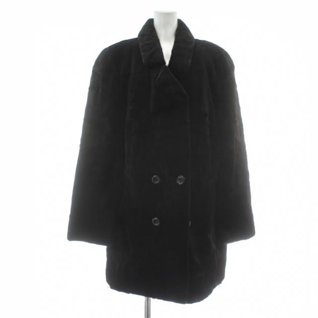 【中古】サガミンク SAGA MINK 銀サガ ファーコート アウター 毛皮 ミンク ミドル 肩パッド XL ダークブラウン