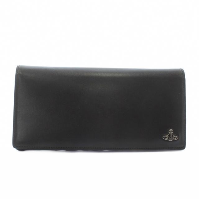 【中古】ヴィヴィアンウエストウッド Vivienne Westwood 長財布 二つ折り 牛革 レザー オーブ 黒 ブラック VMK828