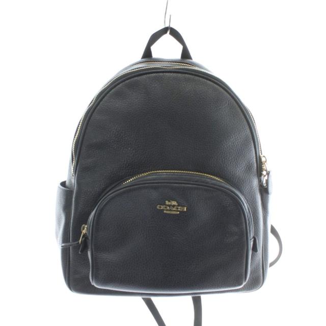 【中古】コーチ COACH リュックサック バックパック デイパック レザー Wファスナー ロゴ ゴールド金具 紺 5666