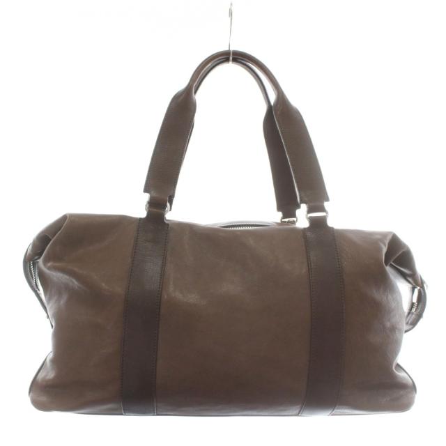 【中古】ブルネロクチネリ BRUNELLO CUCINELLI ボストンバッグ 旅行カバン ショルダー 2WAY レザー ロゴ 茶色