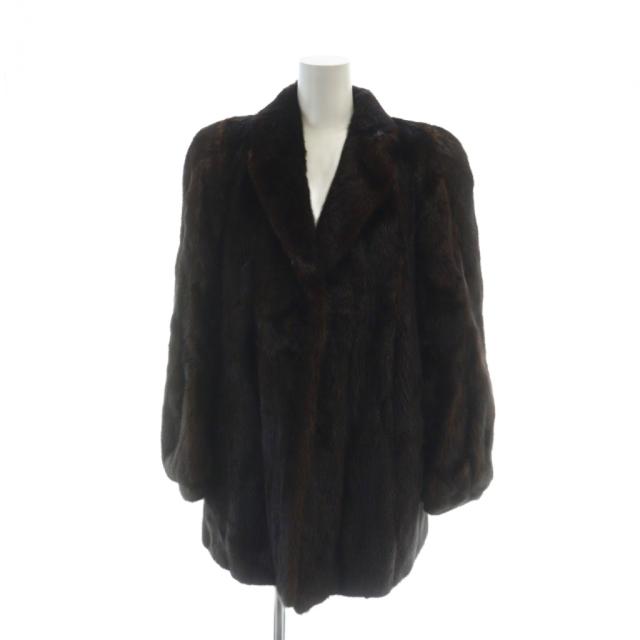 【中古】サガミンク SAGA MINK 銀サガ JINDO 毛皮コート ミンクファー ミドル 総裏地 長袖 10 茶 ブラウン ■GY18