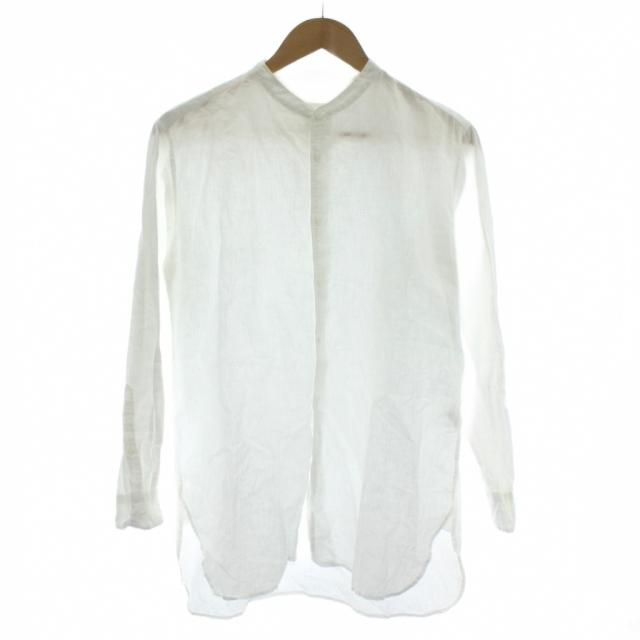 【中古】トゥジュー TOUJOURS スタンドカラー シャツ ブラウス 長袖 麻 リネン F 白 ホワイト /PP ■GY18 メンズ