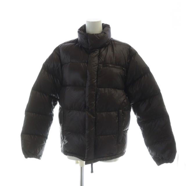 【中古】デュベティカ DUVETICA ダウンジャケット 長袖 ジップアップ ロゴ スタンドカラー 44 XL 茶 ブラウン