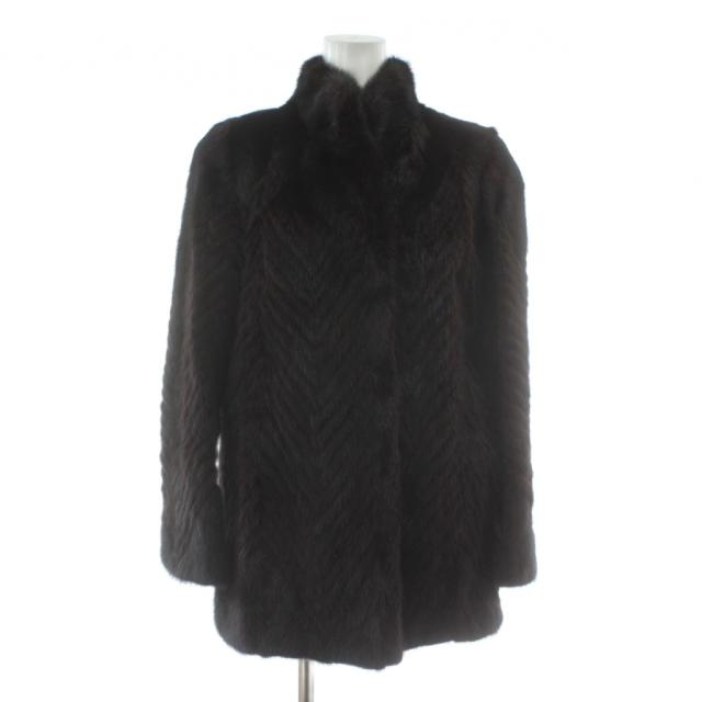 【中古】ノーブランド ファーコート アウター 毛皮 ミンク ミドル 9 M 茶色 ブラウン /XZ ■GY18 レディース