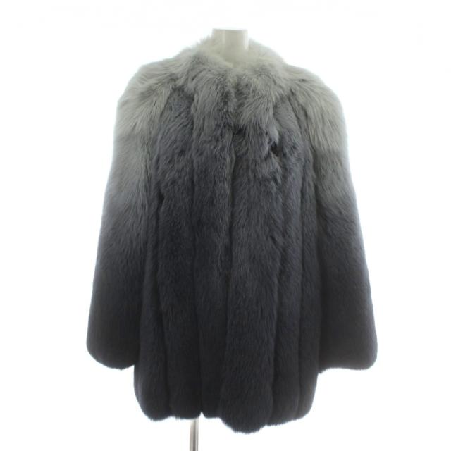 【中古】サガフォックス SAGA FOX 銀サガ LOGAN FUR ファーコート アウター 毛皮 フォックス ミドル 紺 ネイビー