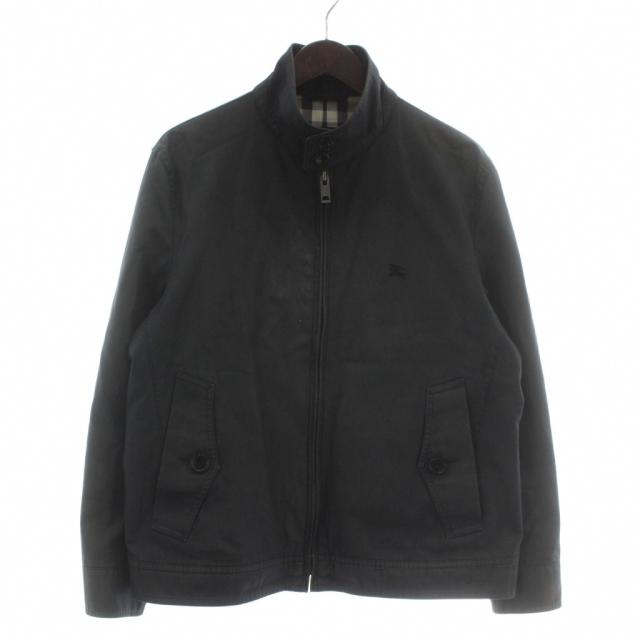 【中古】BURBERRY LONDON ジャケット ブルゾン アウター ハイネック ジップアップ 裏地ノバチェック ロゴ 刺繍 M 黒