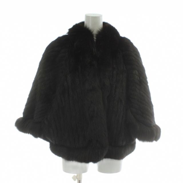 【中古】LA NAVE Femme ファーコート ポンチョ ケープ アウター 毛皮 ミンク フォックス F 茶色 ブラウン /XZ ■GY18