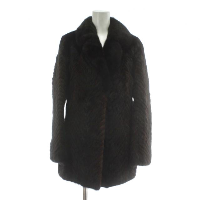 【中古】ノーブランド ファーコート アウター 毛皮 ミンク ミドル 13 XL 茶色 ブラウン /XZ ■GY18 レディース