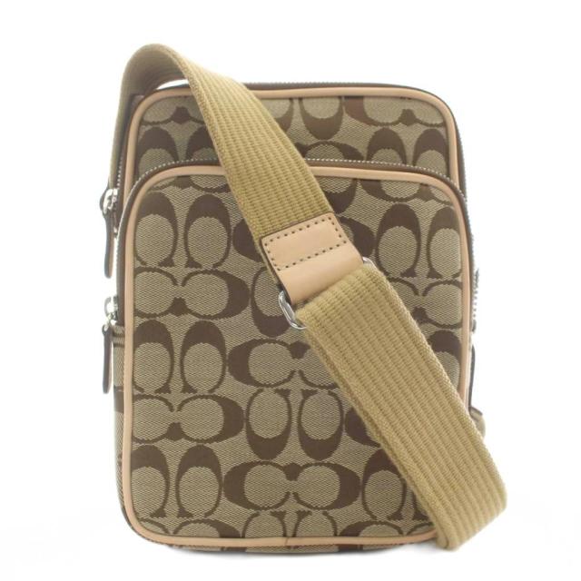 【中古】コーチ COACH ショルダーバッグ キャンバス シグネチャー 総柄 ベージュ 茶色 ブラウン 4270 /XZ ■GY18