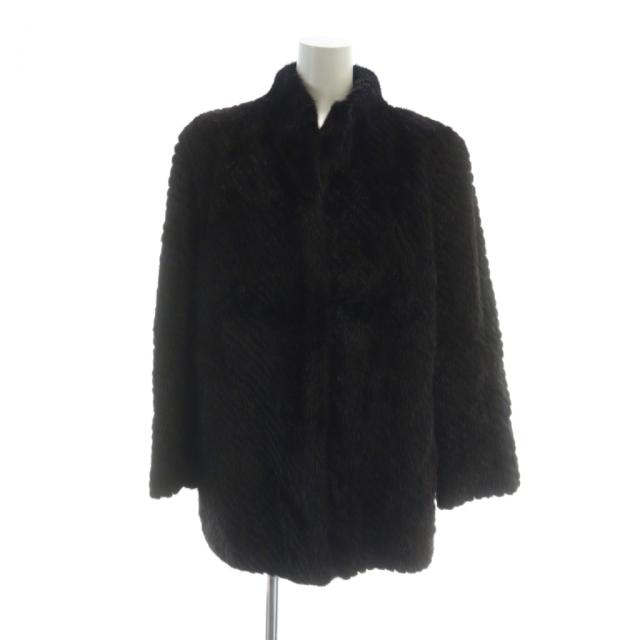 【中古】サガミンク SAGA MINK 銀サガ 毛皮コート ミンクファー ミドル 総裏地 長袖 ネーム刺繍入り 11 L 茶