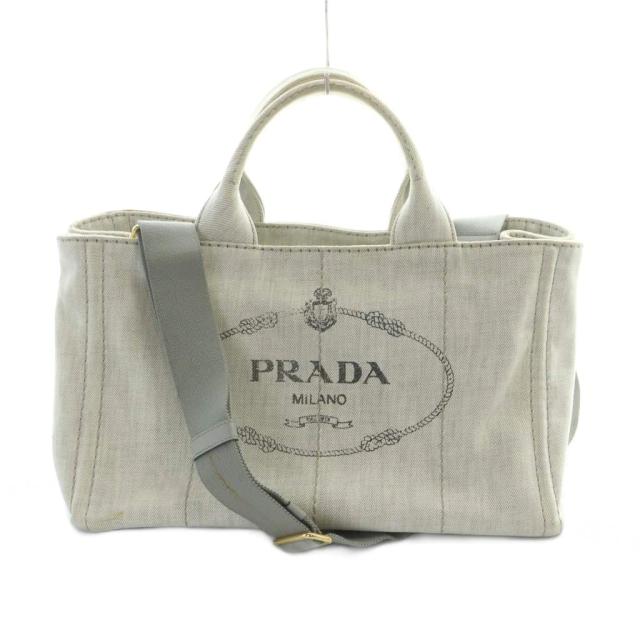 【中古】プラダ PRADA CANAPA カナパ 1BG439 トートバッグ ショルダー 2WAY ハンド ロゴ デニム ライトグレー