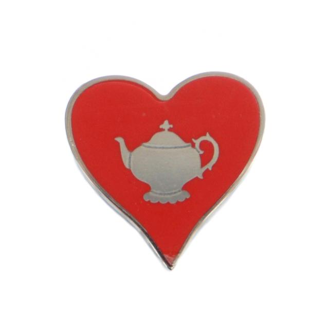 【中古】エルメス HERMES tea time ツイリーリング スカーフリング アクセサリー ハート ロゴ シルバー色 赤 レッド