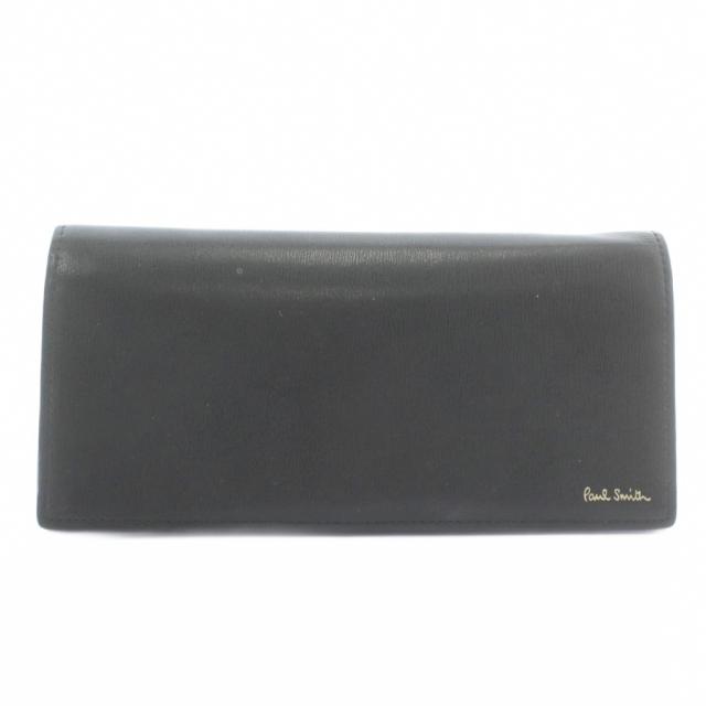 【中古】ポールスミス PAUL SMITH 長財布 二つ折り レザー シティエンボス ロゴ 黒 ブラック P306 /XZ ■GY18 メンズ
